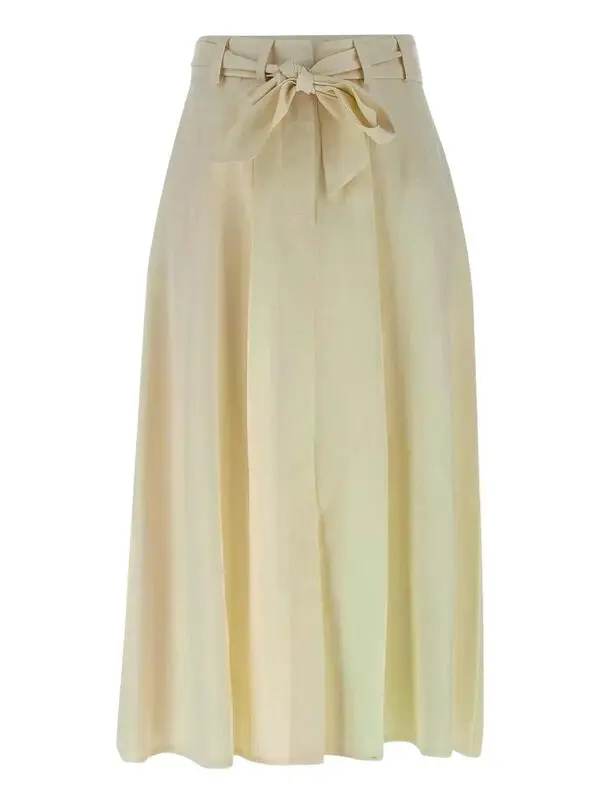 KAOS Belted A-line Midi Skirt - Neutrals