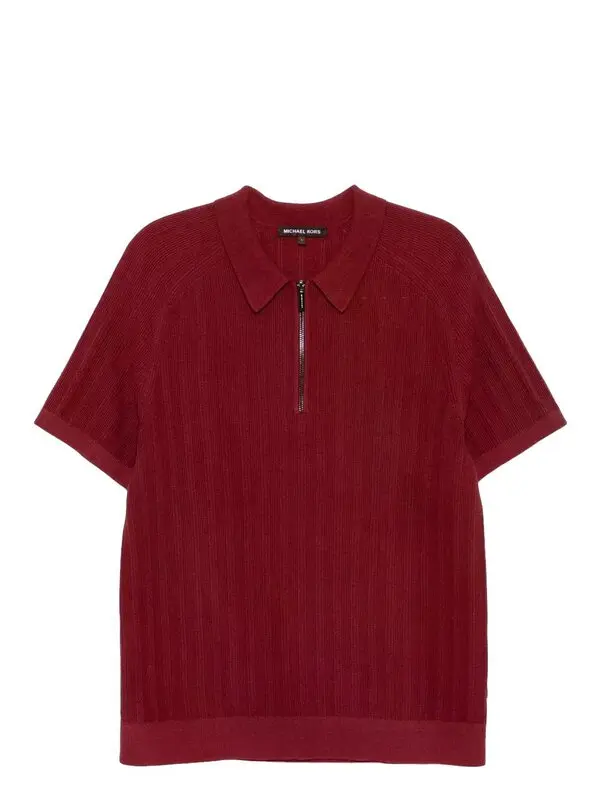 Michael Kors Cotton Knit Zip Polo Shirt - Red