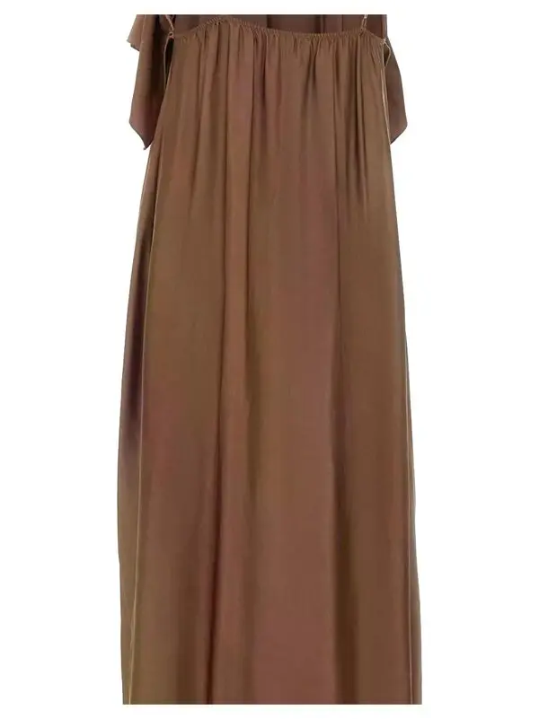 KAOS Ruffle-detail Maxi Dress - Brown