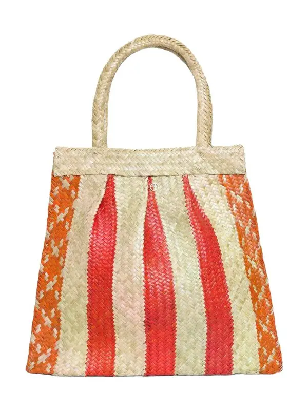 BRIGITTE Okan Striped Woven Beach Bag - Neutrals