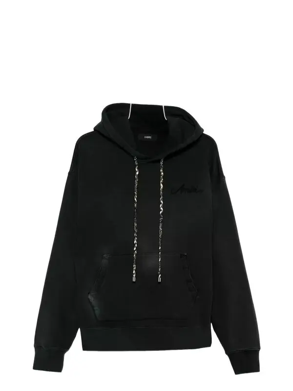Amiri Embroidered Drawstring Hoodie - Black