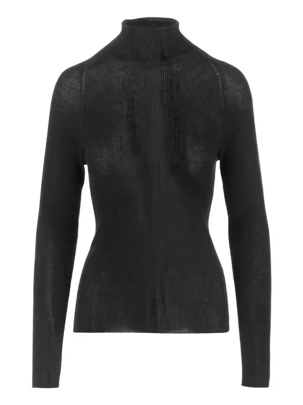 Aspesi Ribbed Turtleneck Sweater - Black