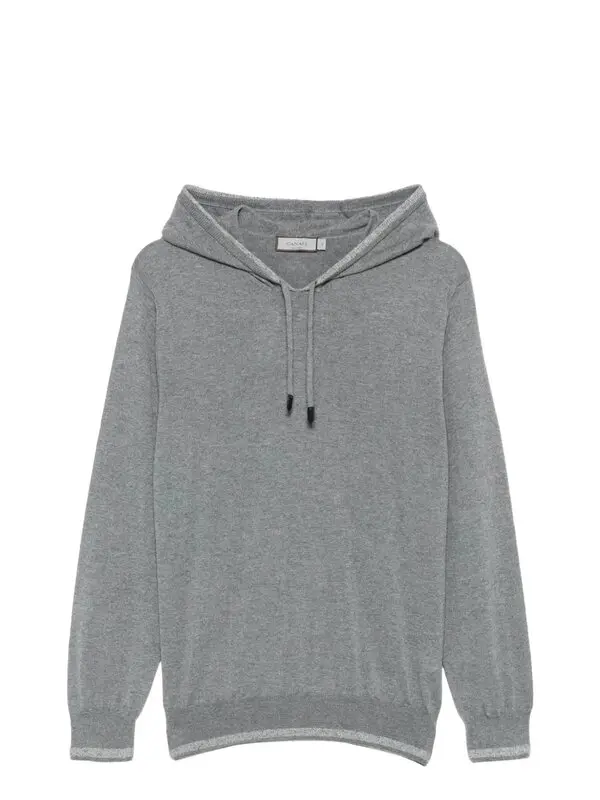 Canali Contrasting-trim Hoodie - Grey