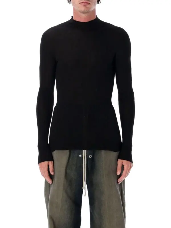 Rick Owens Ribbed Knit Turtleneck - Black