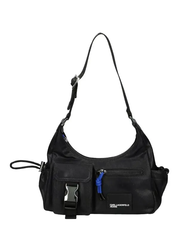 Karl Lagerfeld Small Utility Coated Denim Shoulder Bag - Black