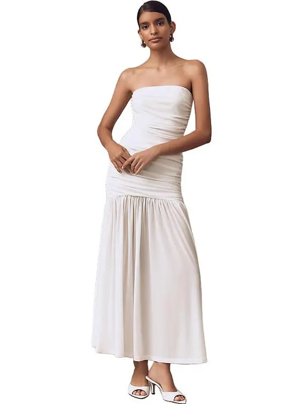 Bardot Solana Strapless Maxi Dress - Orchid White