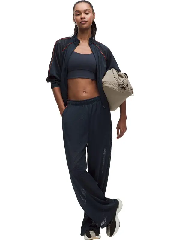 Lululemon Mesh High-rise Wide-leg Training Pant - True Navy/autumn Rust