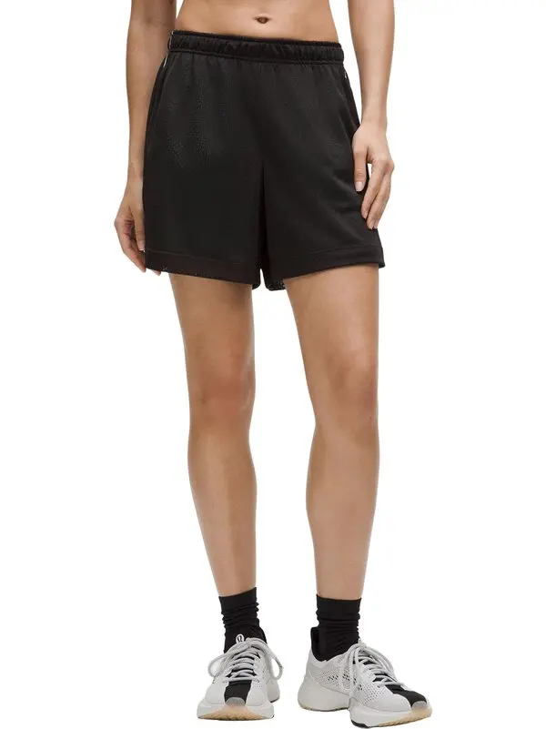 Lululemon Double-layered Mesh Mid-rise 5" Shorts - Black/raceway Green/vapor