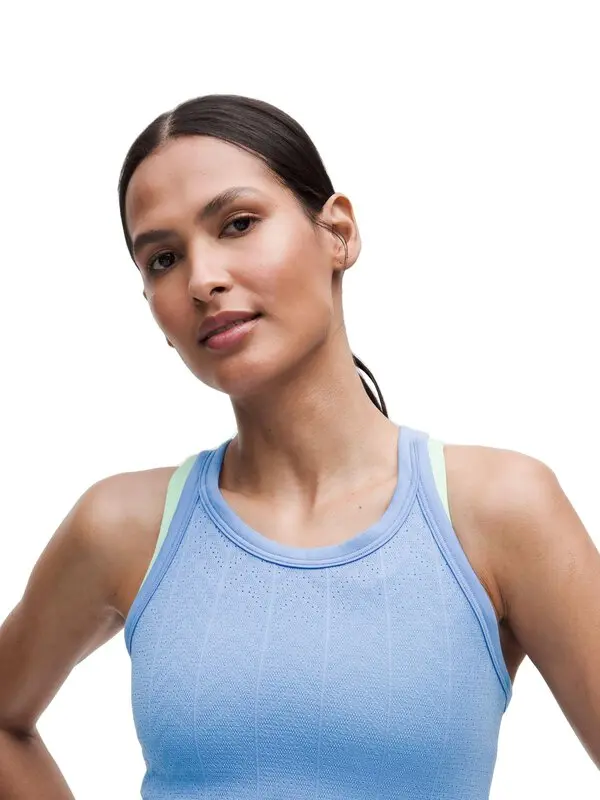 Lululemon Swiftly Pointelle Cropped Racerback Tank Top - Herringbone Dot Pool Party