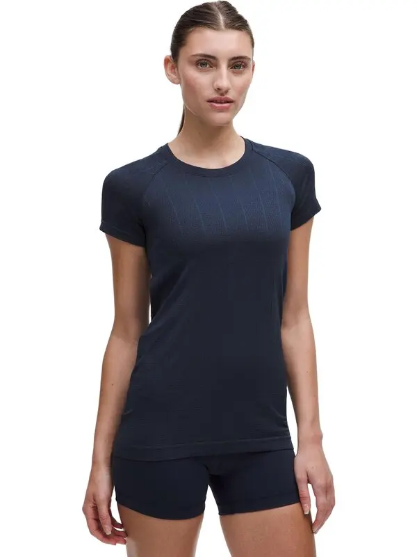 Lululemon Swiftly Pointelle Short-sleeve Shirt - Herringbone Dot Club Blue