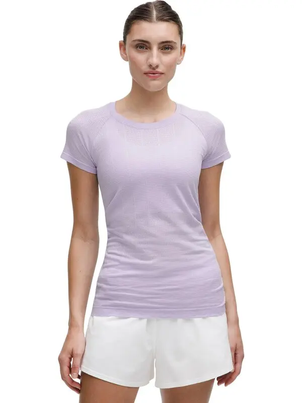 Lululemon Swiftly Pointelle Short-sleeve Shirt - Herringbone Dot Lavender Frost