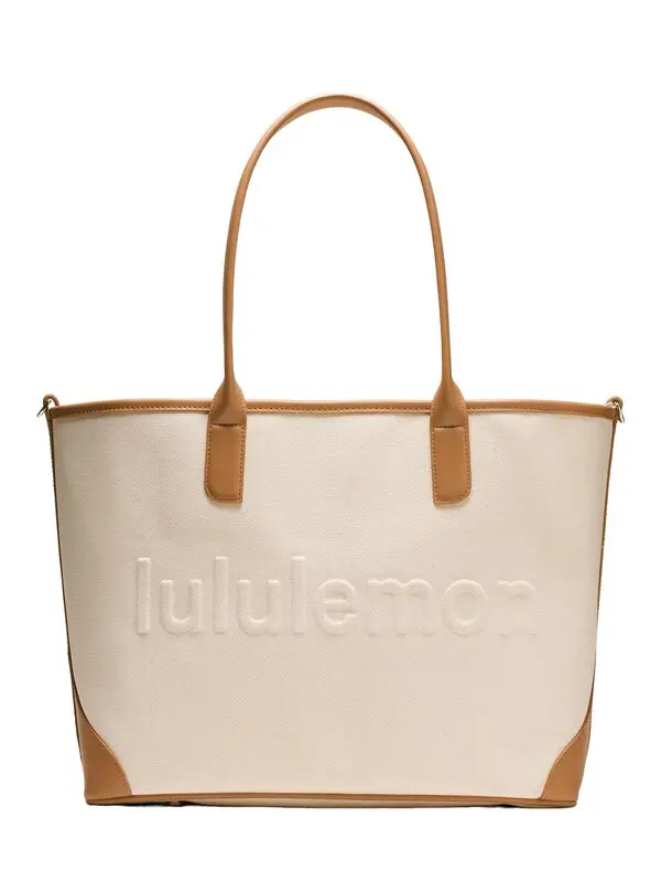 Lululemon Classic Canvas Tote Bag - Natural/chestnut Brown