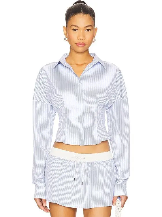 OW Eliza Shirt Striped Button-down Fitted Poplin - Blue
