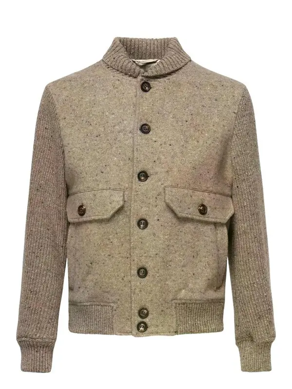 Eleventy Speckled-effect Ribbed Jacket - Neutrals