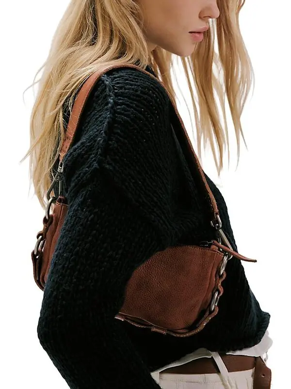 Free People Lillie Leather Shoulder Bag - Cognac