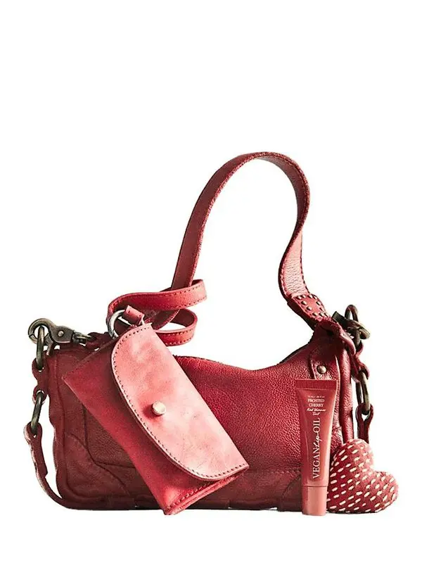 Free People Lillie Leather Shoulder Bag - Red/brass
