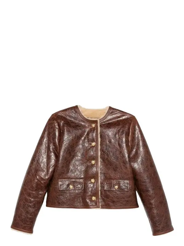 NILI LOTAN Zanie Leather Jacket - Brown