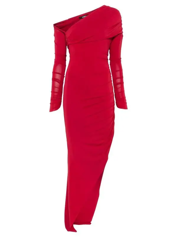 Amen Asymmetric Long Sleeve Dress - Red
