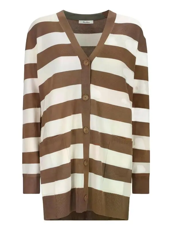 Max Mara Striped Wool Cardigan - Brown