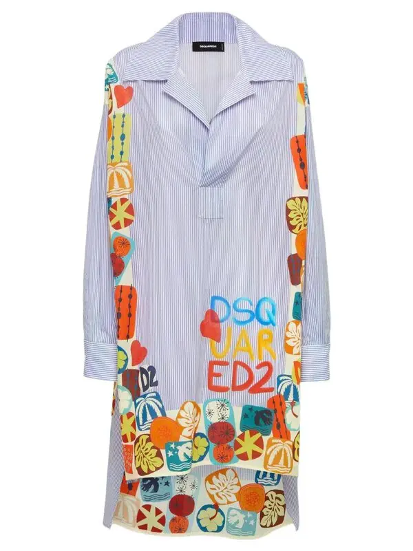 Dsquared2 Cotton Midi Shirt Dress - Blue