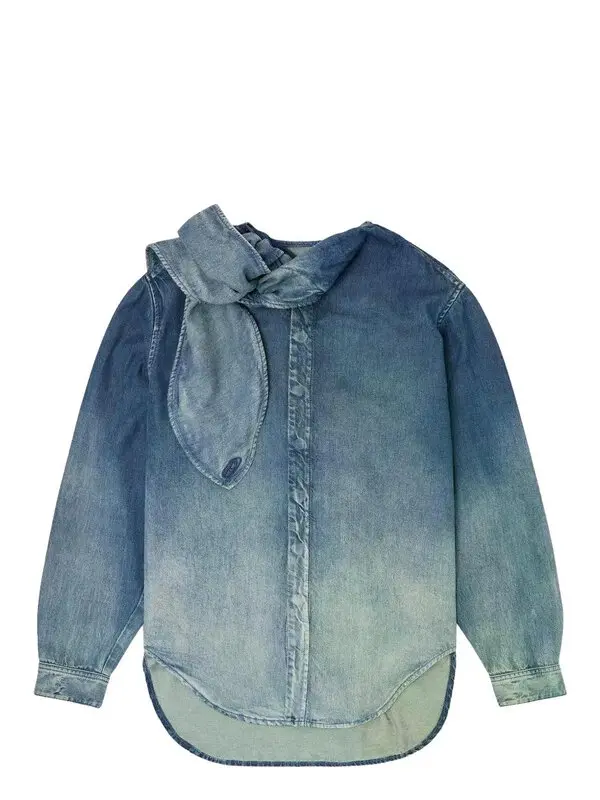 DIESEL Tie-neck Denim Blouse - Blue