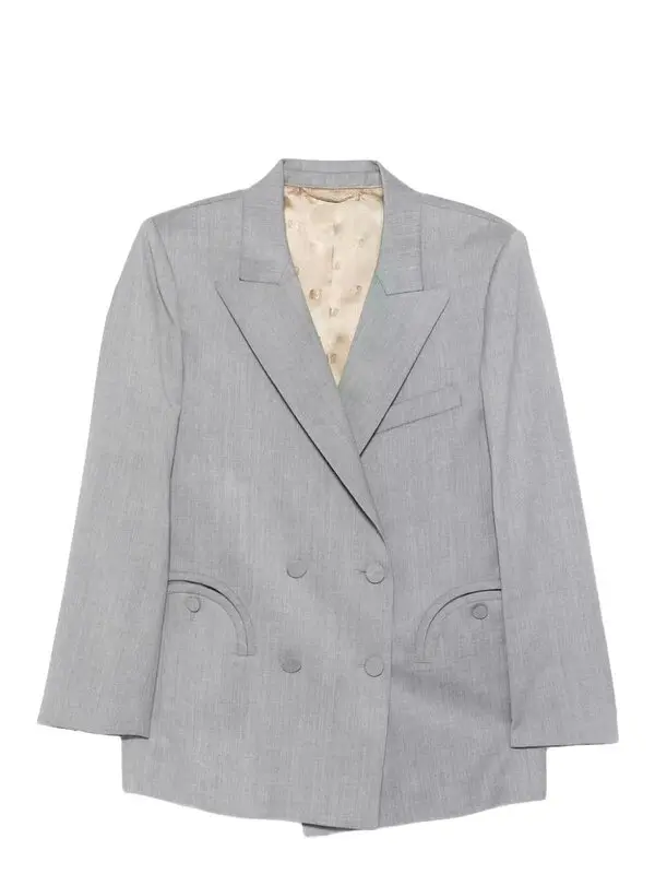 BLAZÉ MILANO Double-breasted Blazer With Curved Pockets - Grey