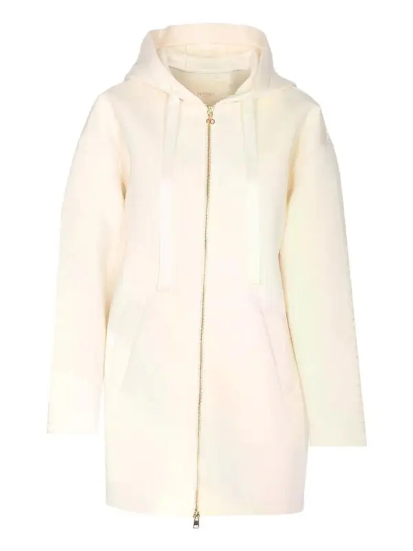 TWINSET Hooded Zip-up Coat - White