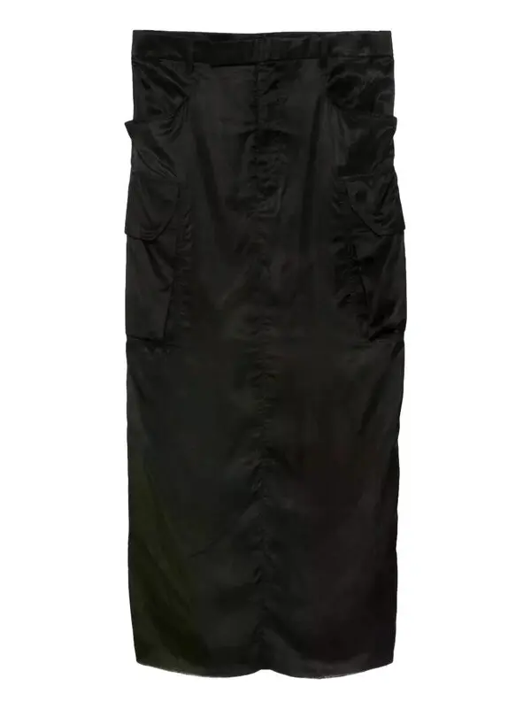 Rick Owens Frayed-hem Midi Skirt - Black