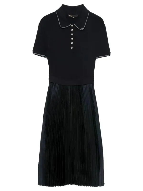 Maje Polo-neck Pleated Dress - Blue
