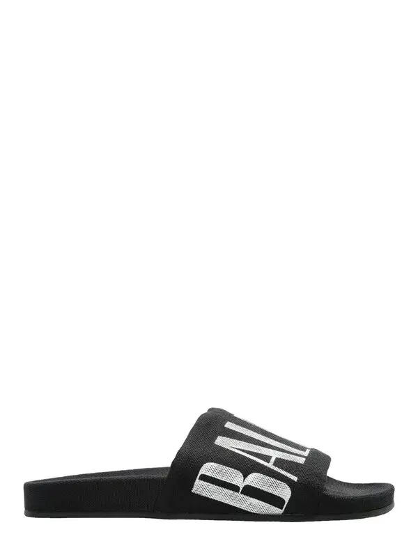 Balenciaga Logo-print Slides - Black