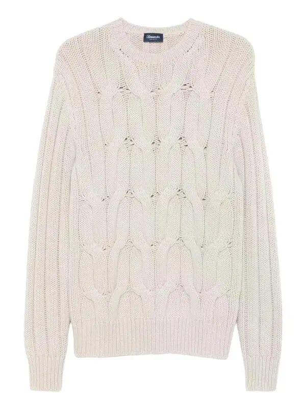 DRUMOHR Cable-knit Crew-neck Sweater - Neutrals