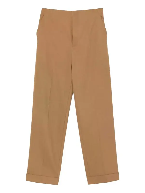 Alberta Ferretti Cuffed-hem Trousers - Neutrals