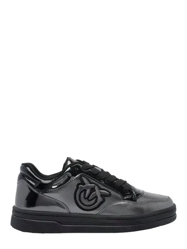 Pinko Logo-detail Patent-leather Sneakers - Black