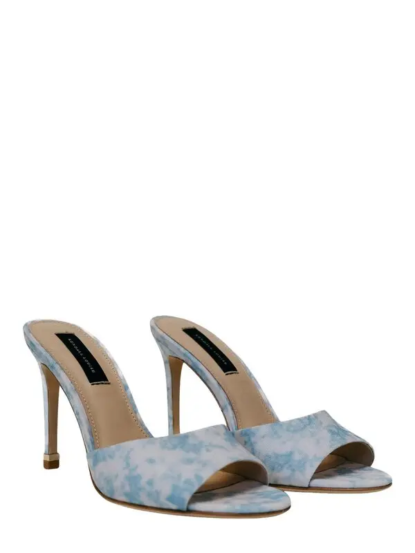 KENDALL LOUISE Floral Print Heeled Mules - Blue Floral