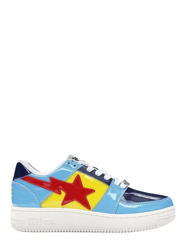 BAPE A Bathing Ape Sta Low Block Sneakers - Yellow/navy/baby Blue