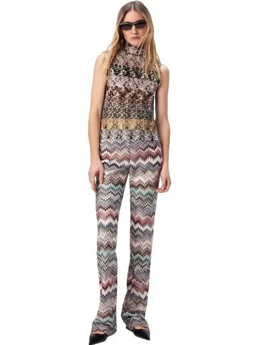 Missoni High-neck Top In Striped Embroidered Lace - Multicoloured
