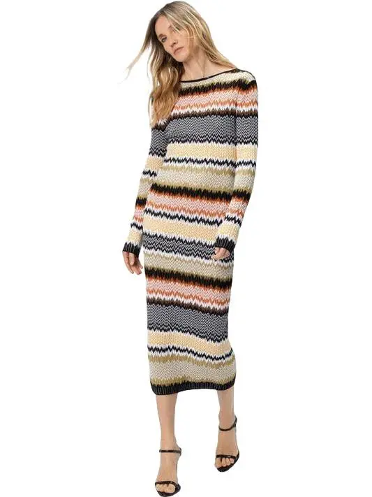 Missoni Long Crewneck Chevron Jacquard Knit Dress - Multicoloured