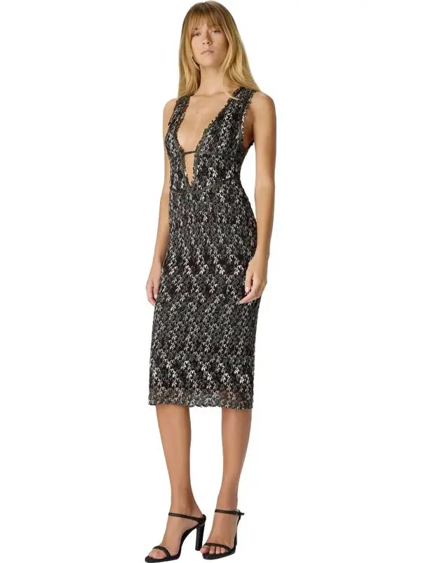 Missoni Midi Dress With Lace-effect Motif - Black & Brown