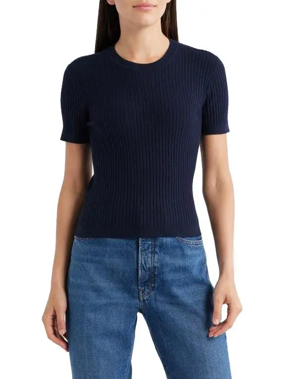 FRAME The Fine Cable Knit Top - Navy