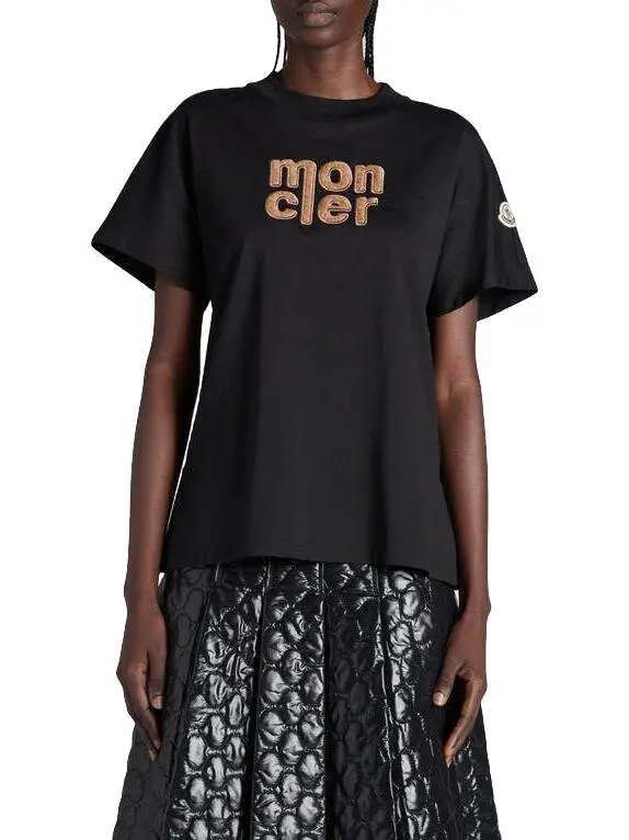 Moncler Logo Patch Cotton T-shirt - Black