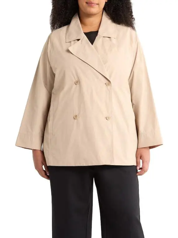 Eileen Fisher Organic Cotton Blend Crop Trench Coat - Wheat
