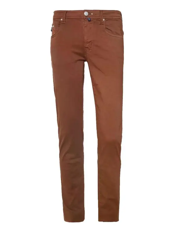 TRAMAROSSA Solid Cotton Trousers - Brown