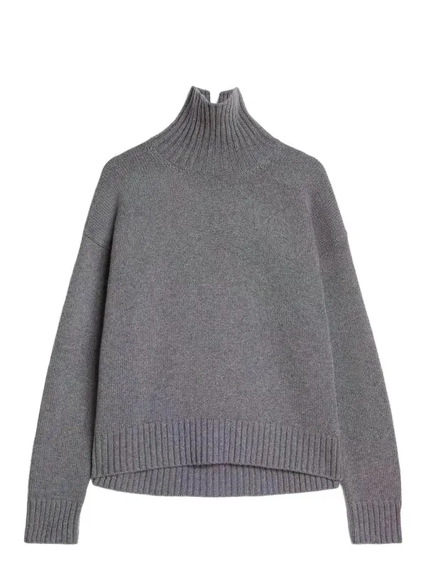JIL SANDER High-neck Ribbed-cuff Sweater - Grey