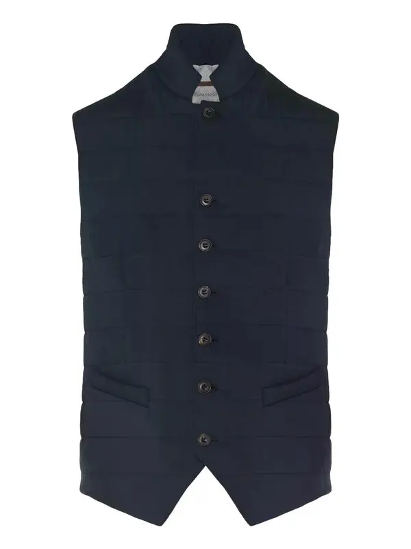 Corneliani Quilted Mandarin-collar Waistcoat - Blue
