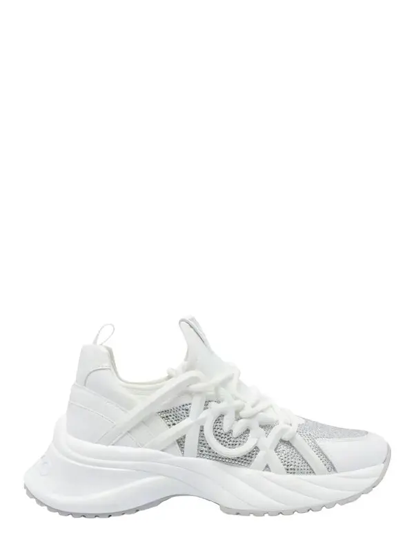 Pinko Ariel Crystal-embellished Lace-up Sneakers - White