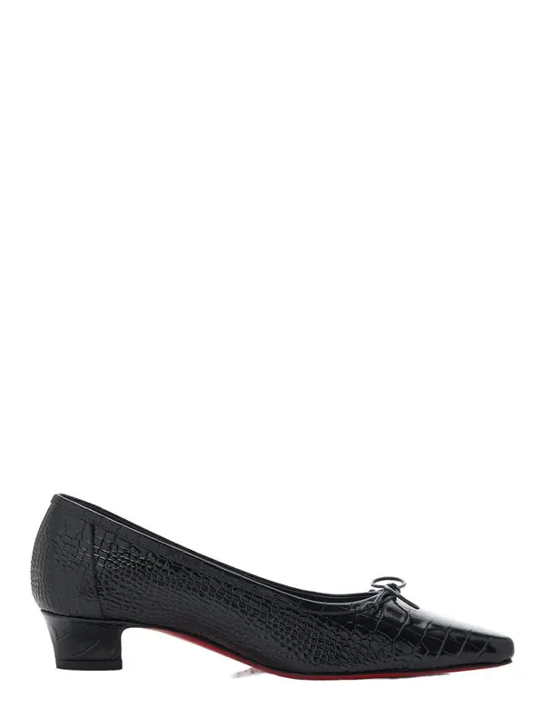 CHRISTIAN LOUBOUTIN Promessina 35mm Croc-effect Ballet Flats - Black