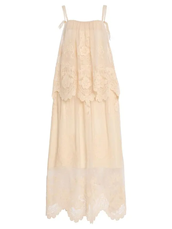 Zimmermann Hypnotic Tiered Lace Maxi Slip Dress - Ivory