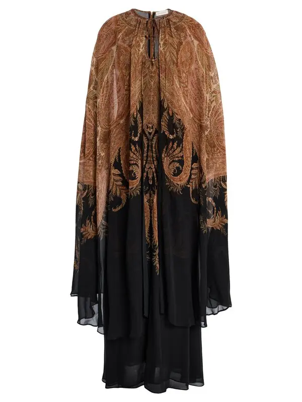 Zimmermann Hypnotic Paisley Maxi Cape Dress - Multi
