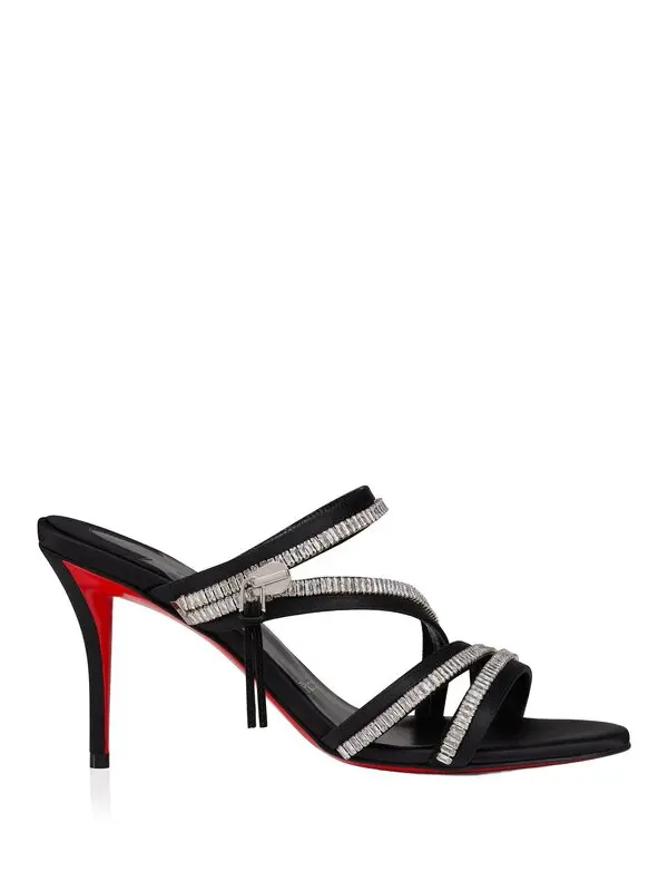 CHRISTIAN LOUBOUTIN Meryl 80mm Crystal Crepe-satin Sandals - Black