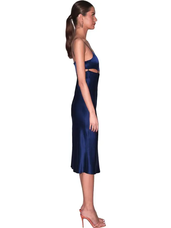 Fleur Du Mal Chelle Luxe Midi Dress - Midnight Navy
